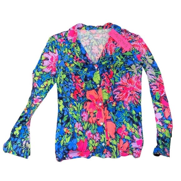 Lilly Pulitzer | Tops | Lilly Pulitzer Pajama Knit Ls Buttonup Top Pj ...